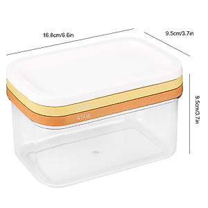Butter Cutting Box, Butter Block Dish with Lid and Butter Cutter Net Rectangular Storage Box Kitchen Tool, 6.6 X 3.7 X 3.7in