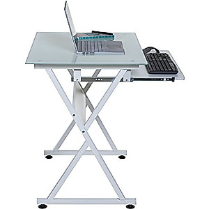 OneSpace Ultramodern Glass Computer Desk, White
