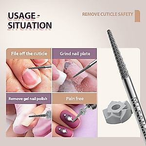 LesManicure Tungsten Carbide Nail Drill Bits for Cuticle Clean, Professional Safety Cuticle Bit, Electric Drill Machine, Manicure and Pedicure Tool, Pointed Cone Bit