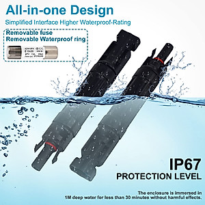 Leehitech 20A Solar Fuse Holder Inline with Male and Female Connector for Solar Panel and Solar Controller, Waterproof Solar Fuse Connector, Solar Surge Protection Device 5pcs