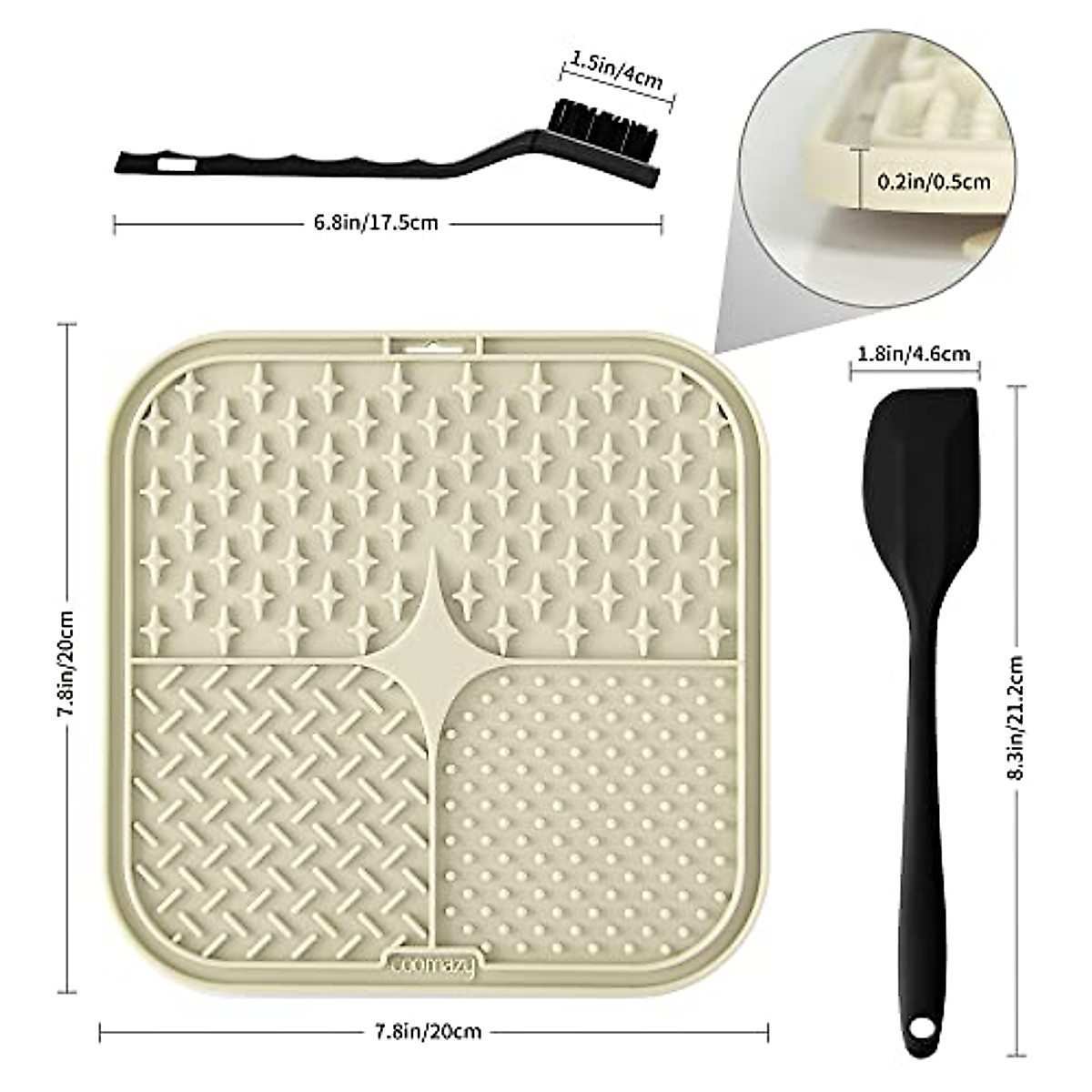 Coomazy Lick Mat for Dog and Cat, Slow Feeder & Non-Slip Design, Boredom and Anxiety Reducer, Suitable for Food, Treats, Yogurt, Peanut Butter and Liver Paste, BPA-Free, Non-Toxic, 2-Packs