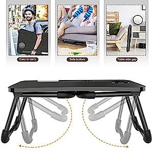 Zapuno Laptop Lap Desk, Foldable Laptop Table Tray with 4 USB Ports Storage Drawer and Cup Holder, Laptop Bed Desk Laptop Stand for Bed Lap Tray Portable Standing Table for Bed Couch Floor