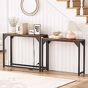 IDEALHOUSE Console Table, Sofa Tables Narrow Long Entryway Table, 79” Industrial Console Table with Outlet, Behind Couch Table for Living Room, Hallway, Foyer, Rustic Brown (Brown)