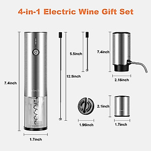 Bsteciar Rechargeable Electric Wine Openers Set,Cordless One-click Automatic Electric Wine Bottle Opener,Aerator, Vacuum Stoppers, Foil Cutter and Bottle Opener for Home Bar and Outdoor Parties