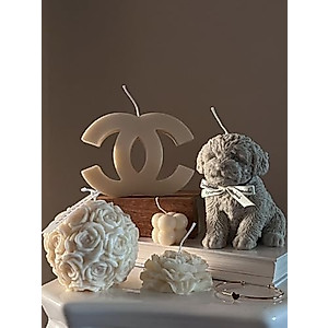 Decorative Flower Rose Scented Candle - Rose Flower Candle - Nature Soy Wax & Essential Oil Candle - Cute Fruit Candle - Home Decor - Soy Wax Candle (White)