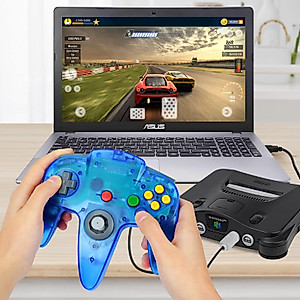 N64 Controller, FISUPER Wired Classic Game Controller Gamepad Joystick for N64 Console (Clear Blue)