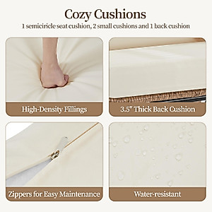 Yaheetech Egg Rattan Chair, Indoor/Outdoor PE Rattan Egg Basket Lounge Chair w/ 4 Cushions, Oversized Egg-Shaped Chair w/Metal Frame Stand for Patio, Backyard, Living Room - Light Brown/Ivory