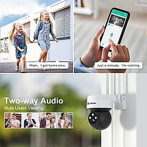 COCOCAM 2K Security Camera Outdoor, Wireless Cameras for Home Security Outdoor, 2.4GHz WiFi Security Camera with Auto Tracking, Motion Detection with Spotlight, Color Night Vision Camera, 2-Way Audio