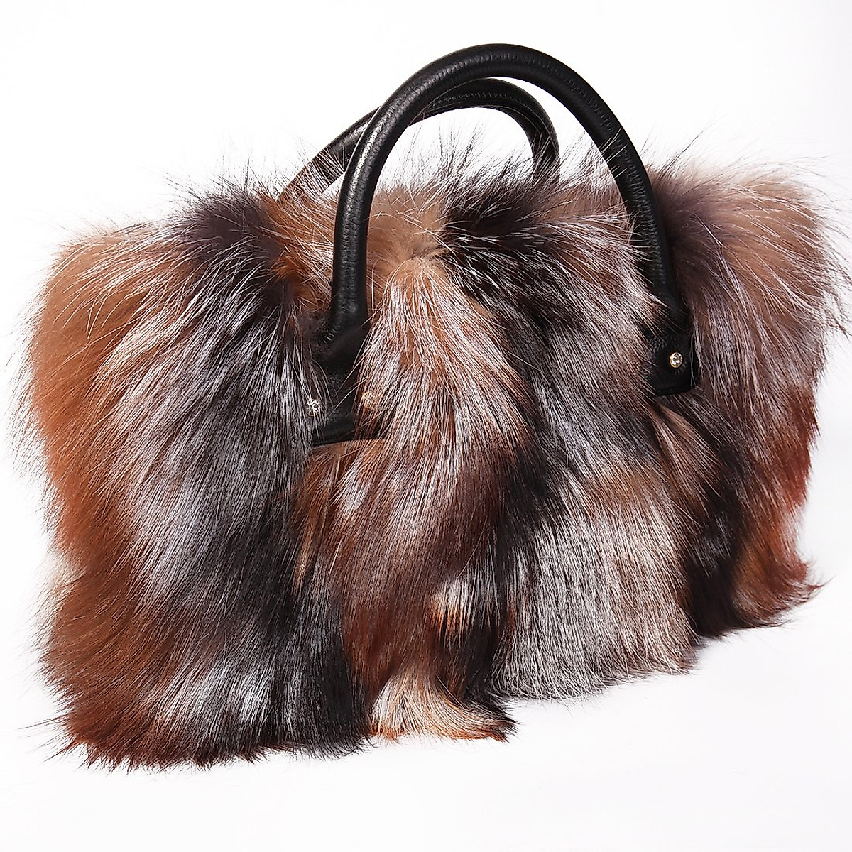 URSFUR Women's Winter Handbag Real Fox Stachel Bag Purse