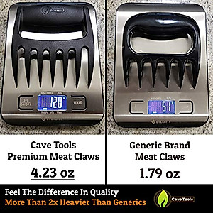 Cave Tools Talon-Tipped Meat Claws for Shredding Pulled Pork, Chicken, Turkey, and Beef- Handling & Carving Food - Barbecue Grill Accessories for Smoker, or Slow Cooker - Black