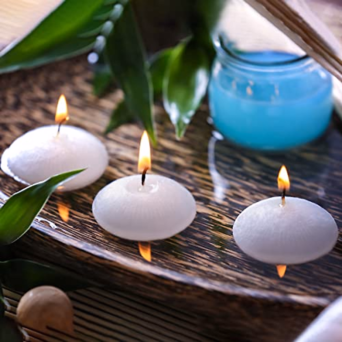 UNICY 12 Pack 3 Inch White Floating Candles, 10 Hour Unscented Dripless Tealight Candles for Cylinder Vases, Centerpieces at Wedding Party Pool Holiday - Wavy Float Candle