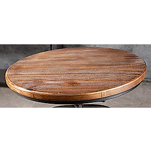 LOKKHAN Bar Table Set with 2 Backrests Stools,3-Piece Round Table Compact Chairs Counter Bar Height Tabletop for Kitchen Dining Living Party Bistro Breakfast,Space-Saving,Most Welded(Copper & Brown)