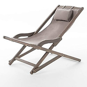 Christopher Knight Home Nikki Outdoor Wood and Canvas Sling Chairs, 2-Pcs Set, Grey