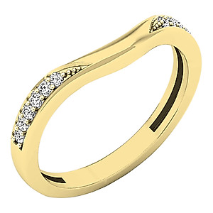 Dazzlingrock Collection 0.10 Carat (ctw) 14K Round Diamond Ladies Wedding Band Guard Ring 1/10 CT, Yellow Gold, Size 7.5