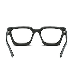 EYLRIM Thick Square Frame Blue Light Glasses for Women Men Non Prescription Computer Eyeglasses(01 Black)