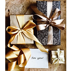 YASEO 1 Inch Champaign Gold Solid Satin Ribbon, 50 Yards Craft Fabric Ribbon for Gift Wrapping Floral Bouquets Wedding Party Decoration