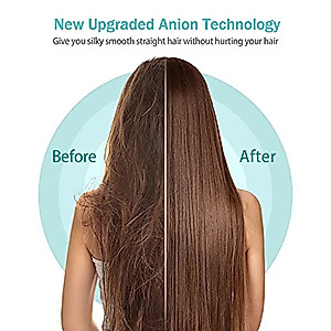 Hair Straightener Brush EZBASICS Ionic Hair Straightening Brush with 9 Heat Levels for Frizz-Free Silky Hair, 30s Fast Heating Anti-Scald & LED Screen, Perfect for Professional Salon at Home