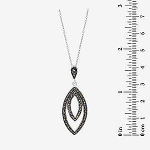 Designs by Helen Andrews Sterling Silver Marcasite Marquise Pendant, Including 18" Chain
