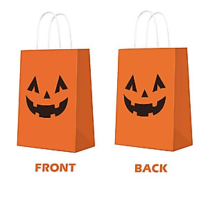 Halloween Pumpkin Gift Bags for Pumpkin Decor Tote Party Favor Goody Candy Gift Bag Trick or Treat Bags for Pumpkin Decorations Party Favors for Kids Adults Halloween Party Decorations - 16 PCS