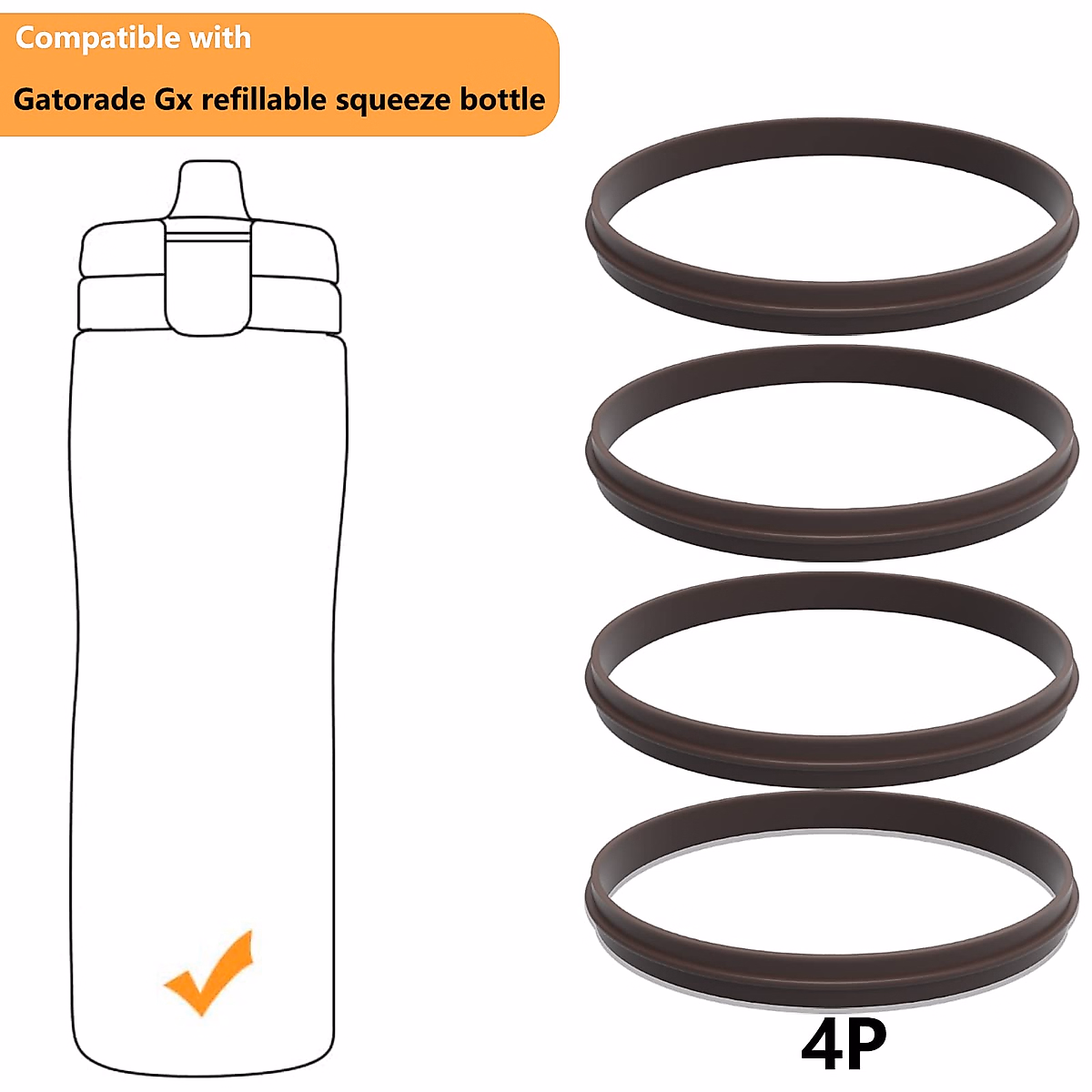 Replacement Gasket Compatible with Gatorade Water Bottle 4pcs Seal Ring Replacement for Gatorade GX Pods Silicone Lid Seal for 30oz Gatorade GX Pods