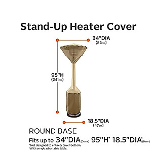 Classic Accessories Veranda Water-Resistant 34 Inch Round Stand-Up Patio Heater Cover, Patio Furniture Covers