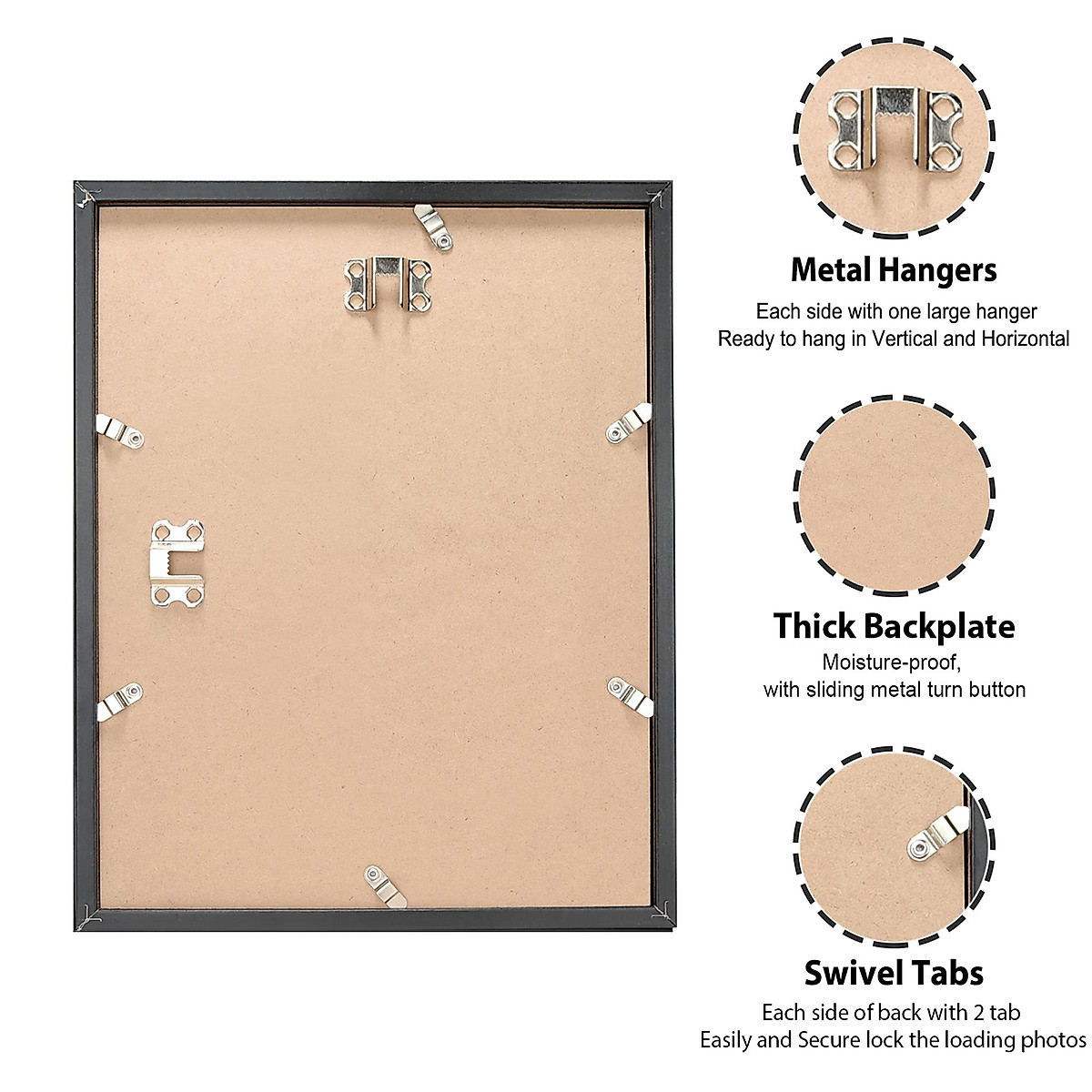 Annecy 11x14 Picture Frame Black（2 Pack）, 11 x 14 Picture Frame for Wall Decoration, Classic Black Minimalist Style Suitable for Decorating Houses, Offices, Hotels