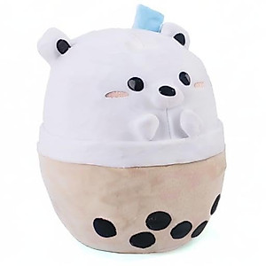 Avocatt Polar Bear Boba Plushie - 10 Inches Ice Bubble Milk Tea Asian Comfort Food Soft Plush Toy Stuffed Animal - Kawaii Cute Japanese Anime Style Gift
