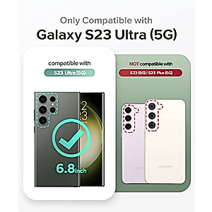 HORTUNE for Samsung Galaxy S23 Ultra Case Glitter,with 2 Camera Lens Protector,[Not Yellowing] Crystal Shockproof Case,Slim Phone Cover Woman for S23 Ultra 6.8" 2023 (Clear Bling)