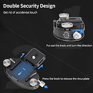 Nitze Camera Clip, Aluminum Capture Clip, Backpack Strap Camera Mount with 4-Side Mountable Arca Quick Release Plate for DSLR/Mirroless Camera, Action Camera - N58A