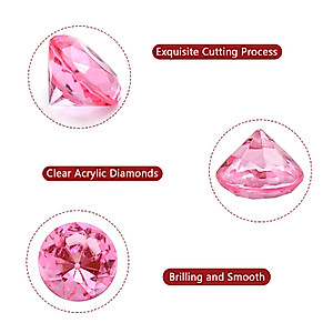 100 PCS Acrylic Diamond Gems, Pink Acrylic Diamonds 1 Inch Acrylic Gemstones Vase Filler Fake Gems Plastic Gems for Home Table Scatters Party, Event, Wedding, Arts & Crafts, Birthday Decorations