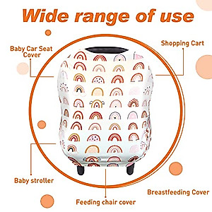 Boao Stretchy Baby Car Seat Cover Baby Car Seat Canopy Nursing Cover Carseat Canopy for Babies Breastfeeding and Car Seat Multi Use Shopping Cart High Chair Cover (Rainbow Style)