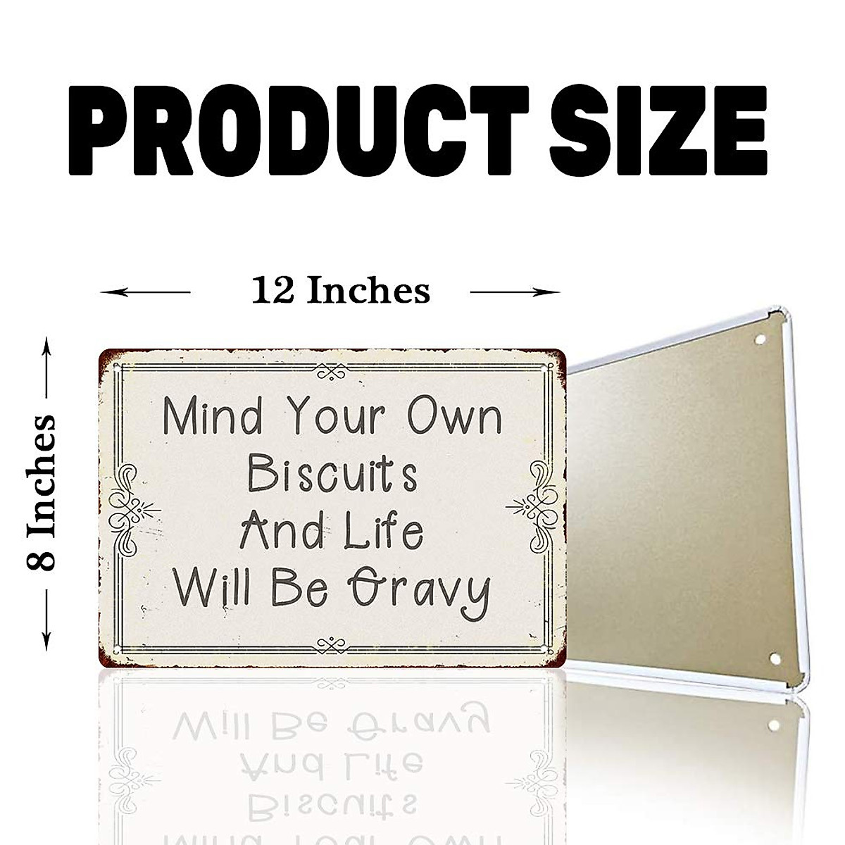 Mind Your Own Biscuits and Life Will Be Gravy 20X30 cm Metal Retro Look Decoration Crafts Sign for Home Kitchen Bathroom Farm Garden Garage Inspirational Quotes Wall Decor