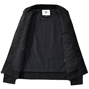 WenVen Men's Casual Lightweight Safari Jacket Cotton Windbreaker (Black, L)