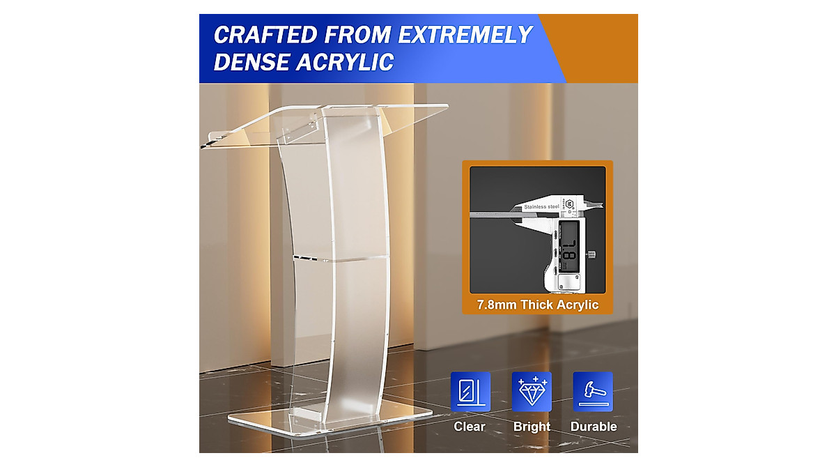 Modern Acrylic Podium for Churches & Conferences | Durable & Portable