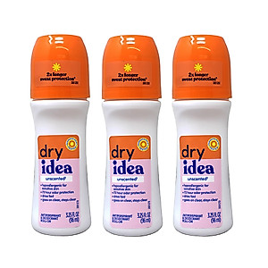 Dry Idea Anti-Perspirant Deodorant Roll-On Unscented, 3.25 Fl Oz (Pack of 3)