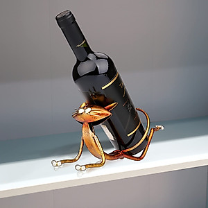 Too-arts Yoga Cat Metal Sculpture Wine Bottle Rack Holder Handwork Crafts