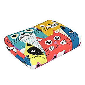 Oplp Funny Cartoon Cat Hand Towels Set of 2 Bright Soft Towel Face Towel Bathroom Kitchen Tea Dish Towels 27.5x16in