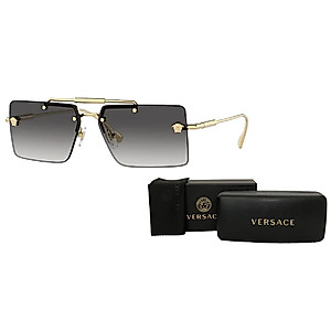 Versace VE2245 10028G 60MM Gold/Grey Gradient Rectangle Sunglasses for Women + BUNDLE With Designer iWear Eyewear Kit