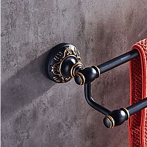 YXCNP Bathroom Double Bar Towel Holder, Wall Mounted Aluminum Bath Towel Rod Home Storage Kitchen Towel Rack Bath Towel Holder/Black