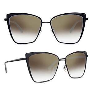 DIFF Becky Designer Oversized Cat Eye Sunglasses for Women UV400 Protection, Black + Flash Grey Gradient mirror