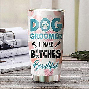 MEDROC Pet Groomer Tumbler Stainless Steel 20oz, Funny Dog Grooming Gift For Birthday Christmas, Thank You Dog Groomer Gifts For Women Men Coworkers Work Friends Tumbler Wrap