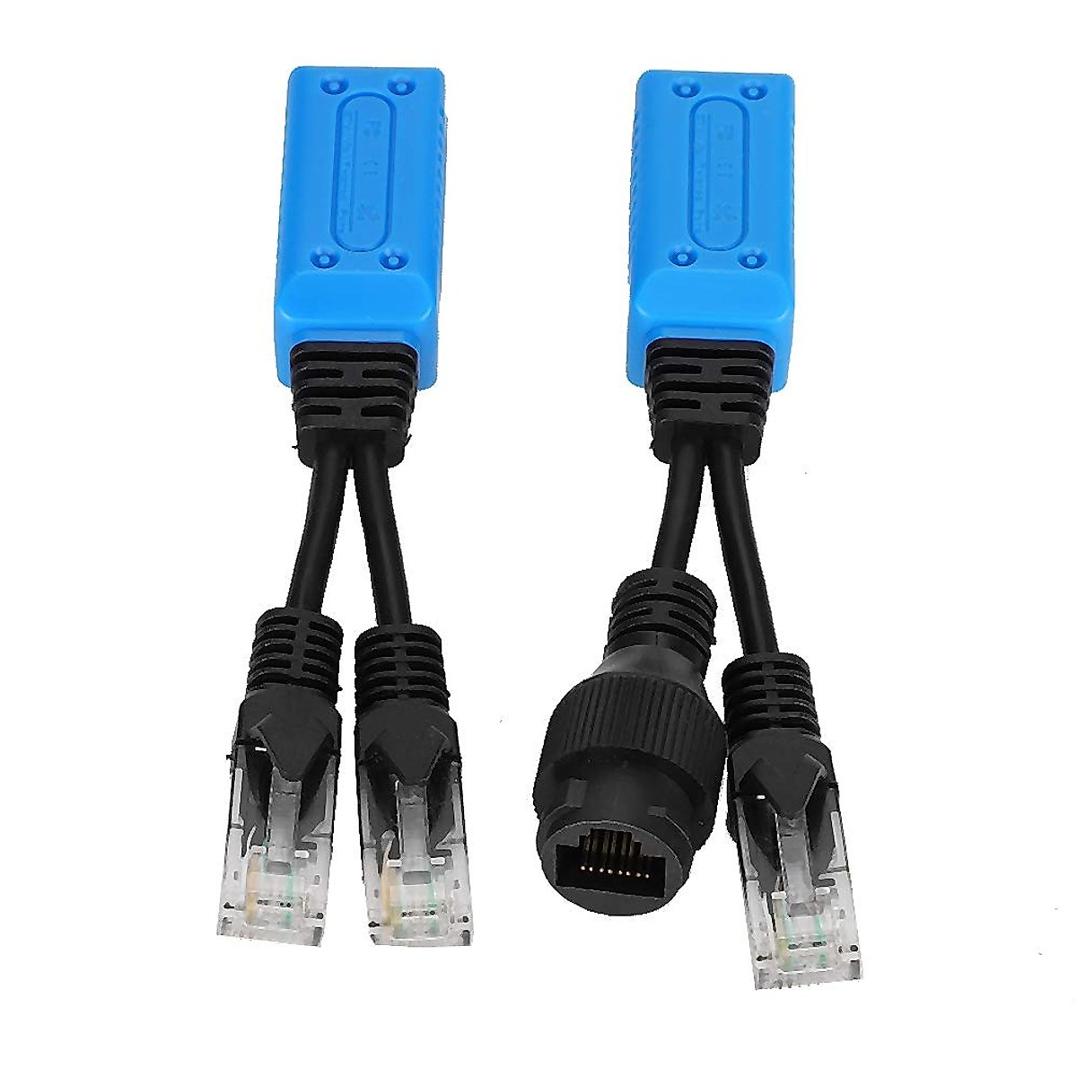 Tosuny 2pcs Splitter RJ45 Combiner POE Adapter Connectors Power Cable Kit Works with IP Security Cameras, Wireless Access Points