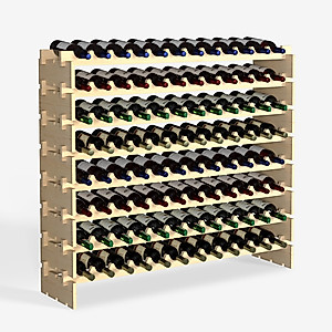 ZenStyle Wine Rack, Wooden Stackable Wine Cellar Racks, Wine Storage Racks Countertop, Free Standing Wine Bottle Stand Holder Display Shelves (8 Tier 96 Bottles)