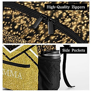 Zaaprint Golden Bling Waterproof Cheer Cheerleaders Backpack Bookbag with Name for Birthday Holiday Gift