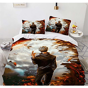 DAIRUINI Japan Anime Bedding Sets Jujutsu Kaisen Duvet Cover Single Double Queen King Bed Linen Sets Boys Bedclothes No Sheet,DA-245,Twin:68"x86"/172 * 218cm