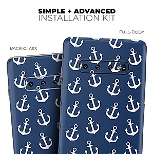 DesignSkinz Navy and White Micro Anchors Protective Vinyl Decal Wrap Skin Cover Compatible with The Samsung Galaxy S20 (Screen Trim & Back Glass Skin)