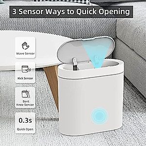 Ventifan Bathroom Trash Can with Lid,3 Gallon Waterproof Automatic Motion Sensor Garbage Can,Slim Narrow Bedroom Bathroom Garbage Bin