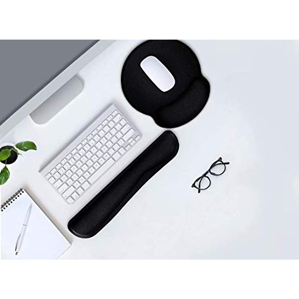 Ergonomic Mouse Pad with Wrist Support, Premium Memory Foam Keyboard Wrist Support Bar and Mouse Wrist Rest Pads Set- for Comfortable Typing &Wrist Pain Relief Mouse Pad with Wrist Support Bar