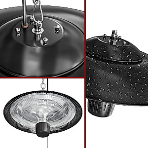 Hanging Patio Heater, 600W-1500W Waterproof Outdoor/Indoor Electric infrared Hanging Heater, Infrared Patio Heater, for Balcony Patio Courtyard Garage