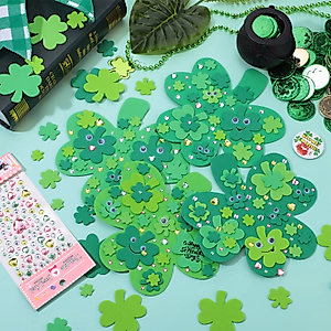 Tenare 662 Pcs St. Patrick's Day Foam Craft Kit for Kids Includes Lucky Irish Four Leaf Foam Sticker Shamrock Gem Sticker Self Adhesive Googly Eye Sticker for St. Patrick's Day Decor Party Favor Craft